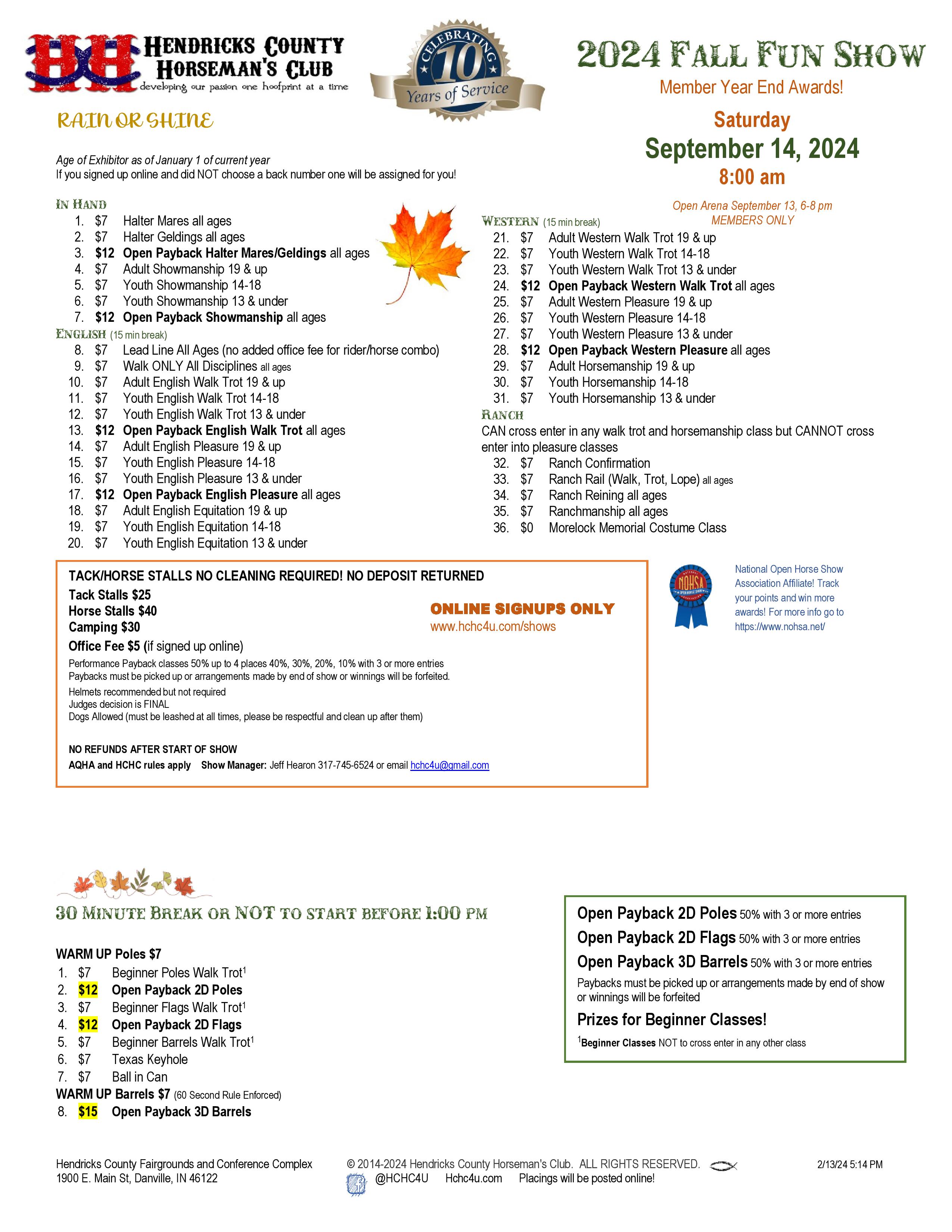 Fall Awards Show | Hendricks County Horseman's Club